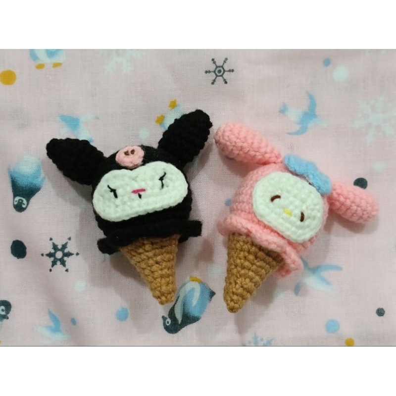 handmade crochet knitting icecream kuromi & Melody | Shopee Malaysia