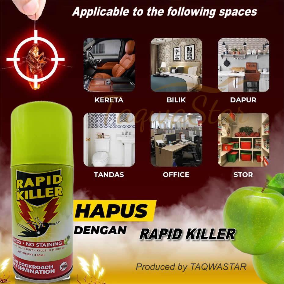 RAPID KILLER LIPAS SPRAY spray lipas dalam kereta cockroach killer ...