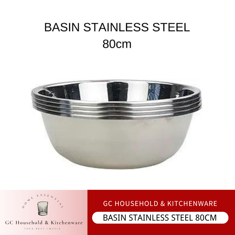 😎READY STOCK😎 MANGKUK BULAT STAINLESS STEEL BESAR 80CM / BASIN BESAR ...