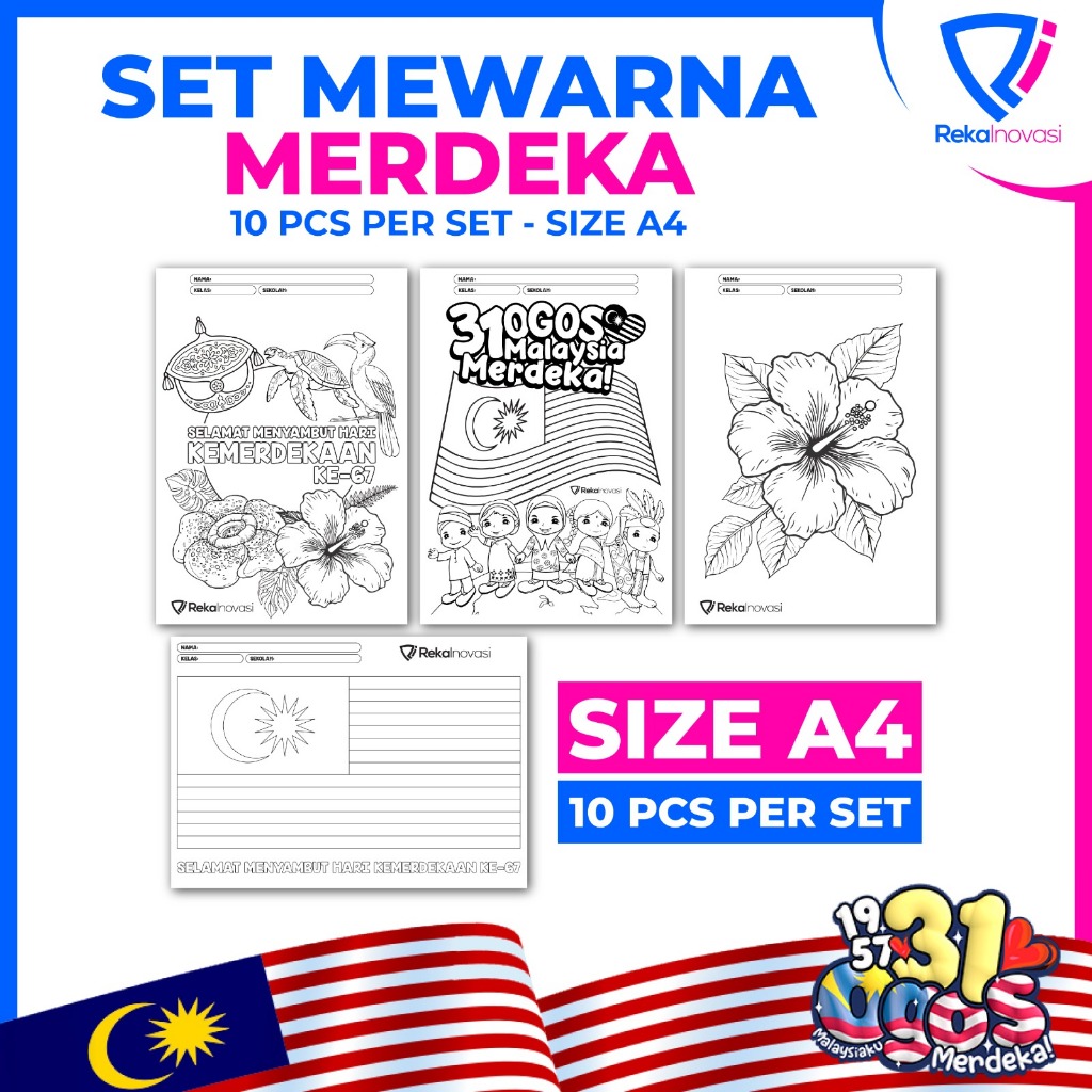 SET MEWARNA 10 HELAI A4 SETIAP DESIGN, PELBAGAI DESIGN DAN CORAK ...