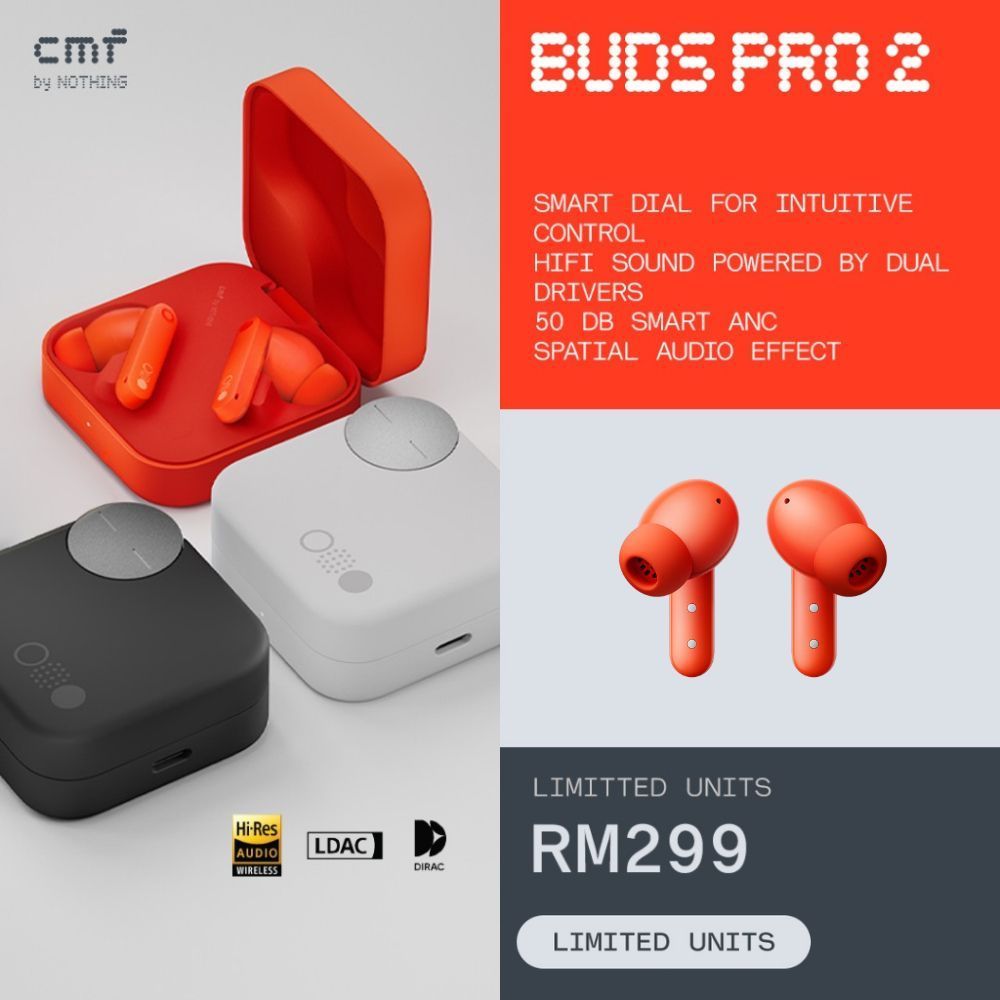 CMF Buds Pro 2 Wireless Earbuds HiFi Sound powered by Dual Drivers 50dB ...