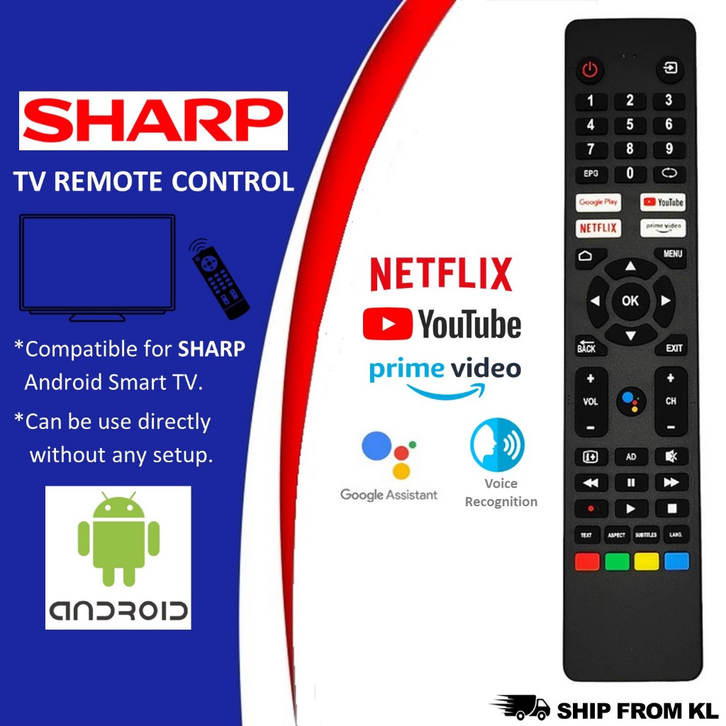 [ SHARP ] Compatible for Sharp Android Smart TV Remote Control (RC-201) | Shopee Malaysia