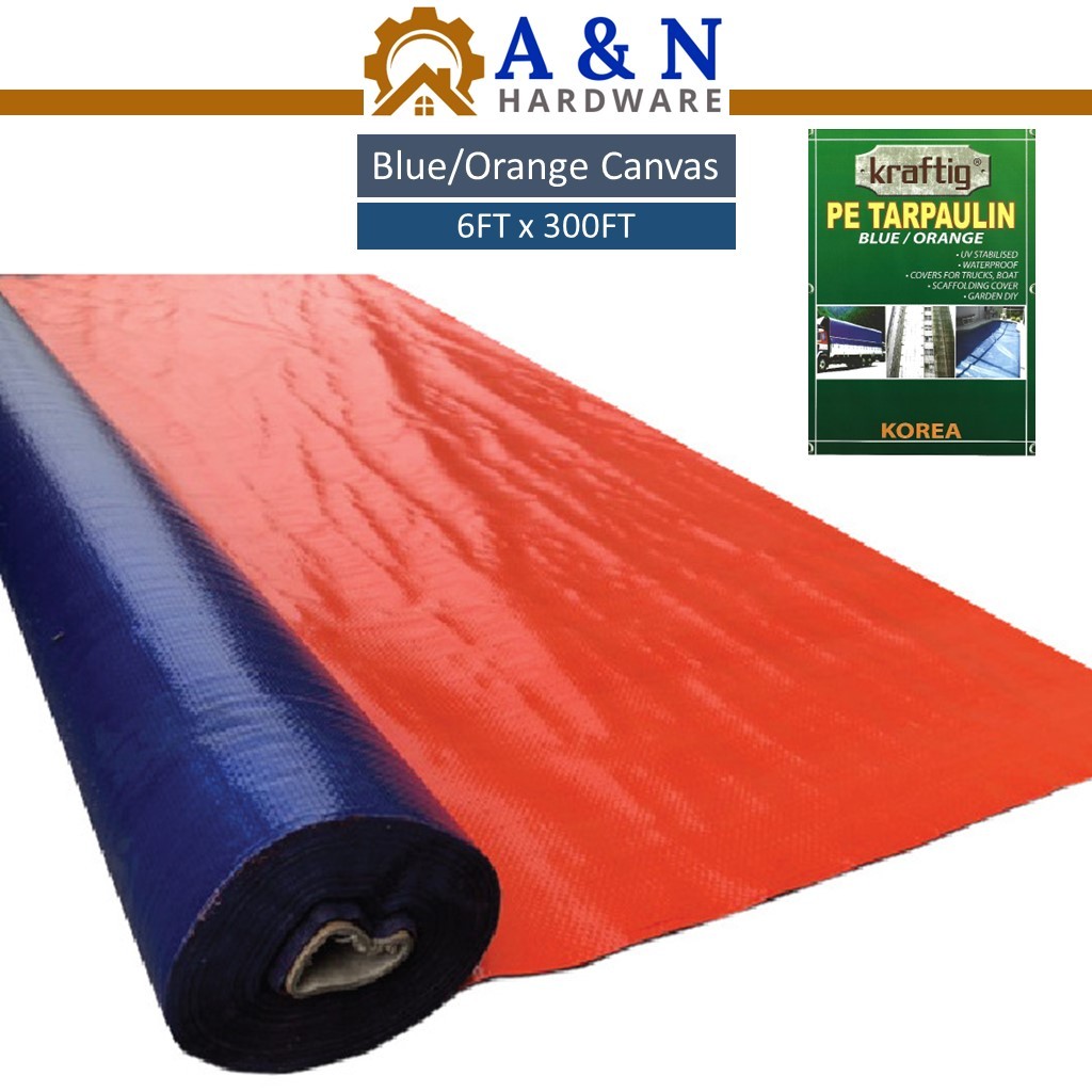 PE Tarpaulin Roll Canvas Thick Blue Orange 6FT Kanvas (Korea) | Shopee ...