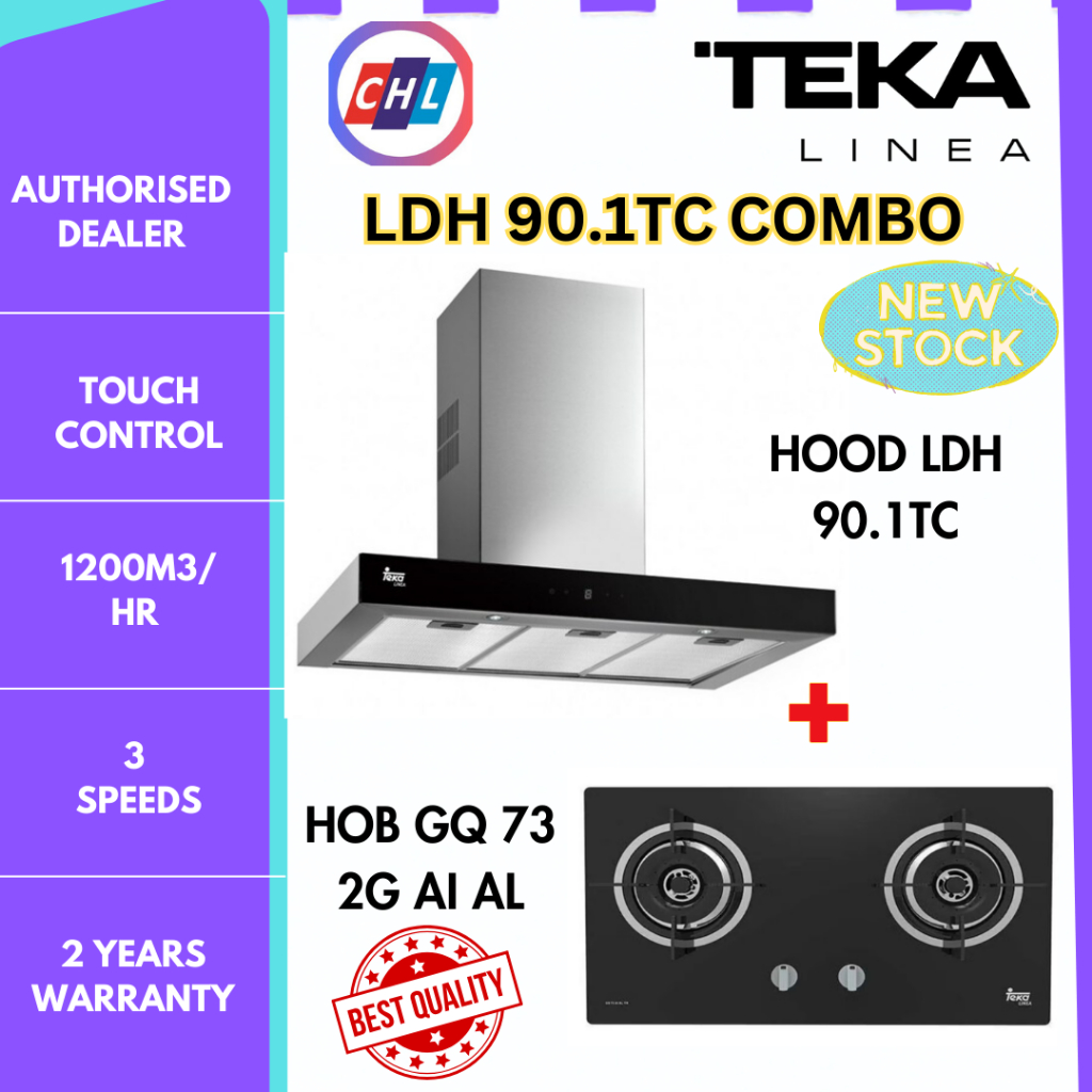 TEKA LINEA LDH 90.1 TC 90CM CHIMNEY HOOD(CUT OUT:895MM X500MM)+GLASS ...