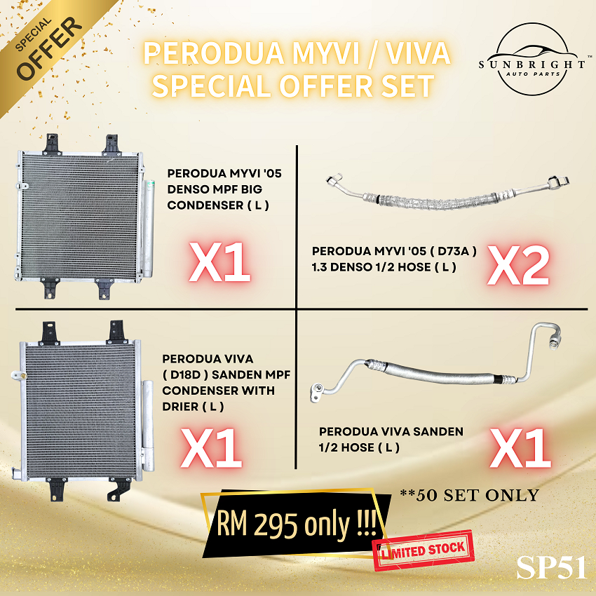 PERODUA MYVI / VIVA SANDEN / DENSO CONDENSER WITH DRIER / HOSE ( L ...