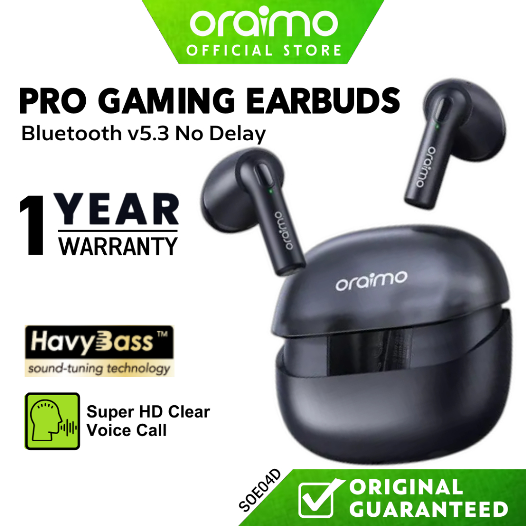 ORAIMO Super Bass Wireless Gaming Earbuds Noise Cancelling Bluetooth 5. ...