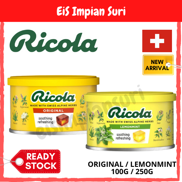 (Ready Stock!!) Ricola Swiss Herb Candy 100g/250g original honey lemon lemon mint flavour ...
