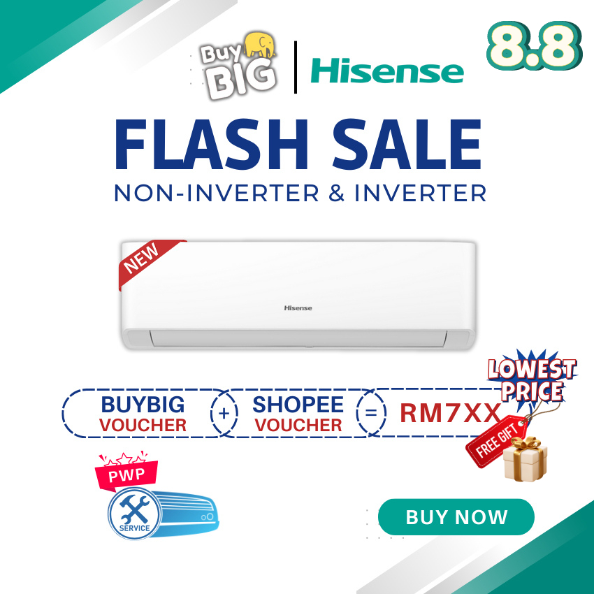 🛠️Hisense Aircond 1HP/1.5HP/2HP/2.5HP Inverter R32 Air Conditioner ...