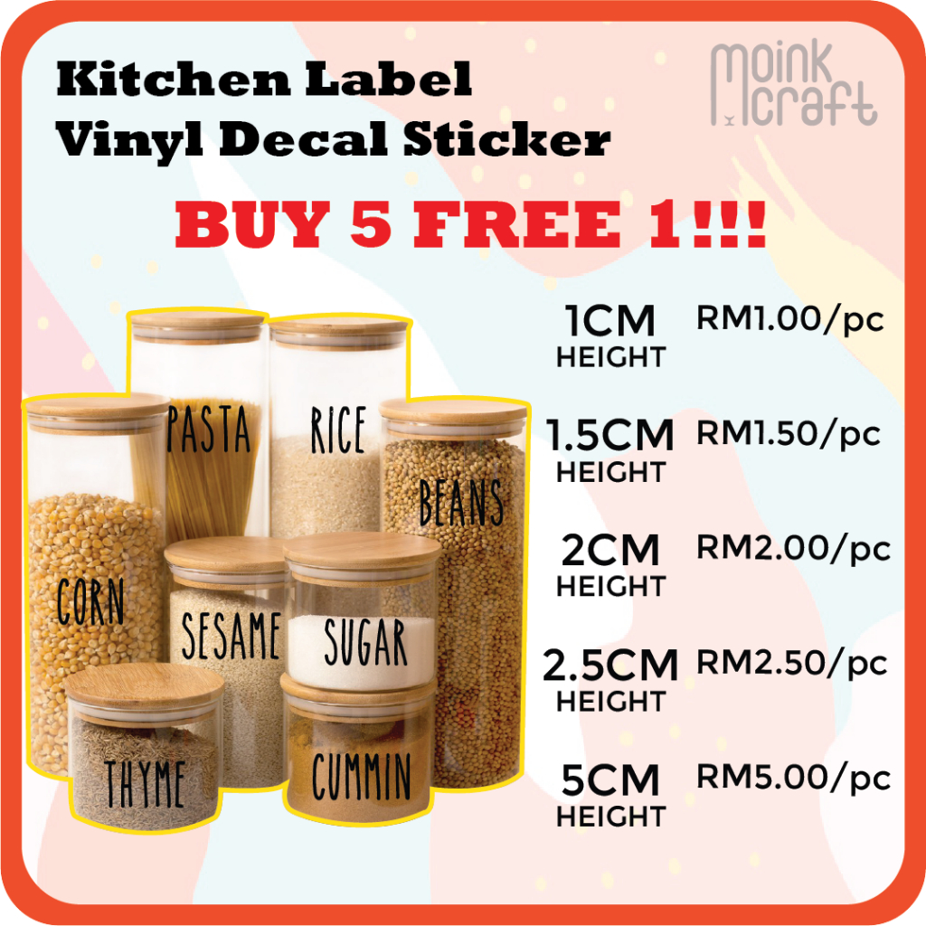 Customise Labels Storage Container Vinyl Decal Sticker | Kitchen & Home ...