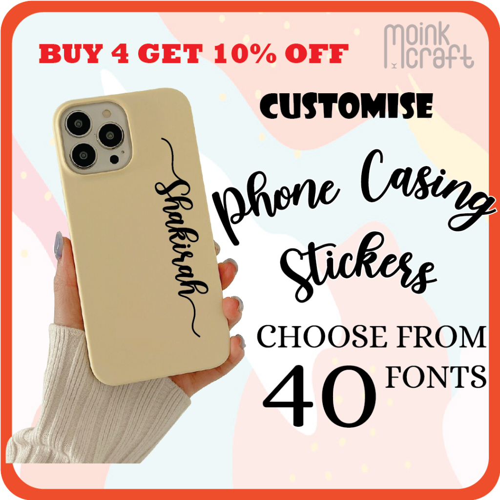 Customise Phone Casing Vinyl Decal Sticker | Stiker Nama untuk Casing ...