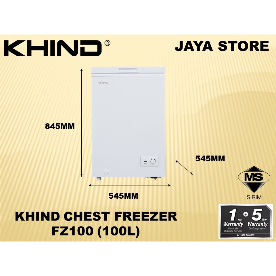 Khind Dual Function Chest Freezer (100L) FZ100 (Freezer / Fridge Mode ...