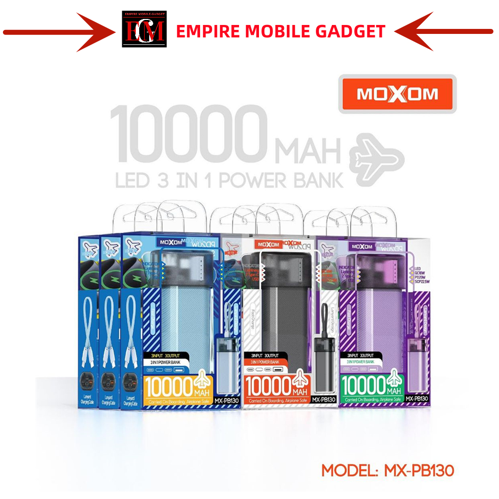 MOXOM MX-PB130 10000mAh PD20W QC18W SCP22.5W POWER BANK WITH LED ...
