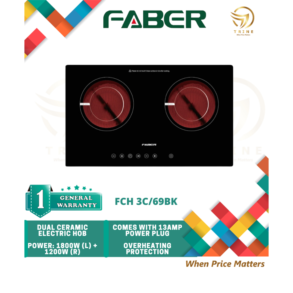Faber Built In Electric Ceramic Cooker Hob FCH 3C/69BK / Haier Built-in ...