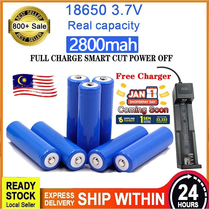 18650/26550 Rechargeable Battery 5000mah 3.7V Flat Top/Button ...