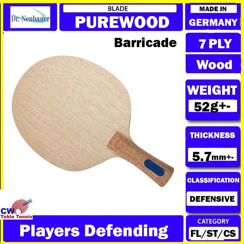 Dr. Neubauer Barricade Defence FL/ST/CS Table Tennis Bat Ping Pong ...