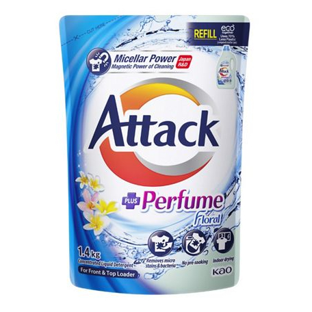 Kao Attack Liquid Detergent Perfume Floral - Refill (1.4kg) | Shopee ...