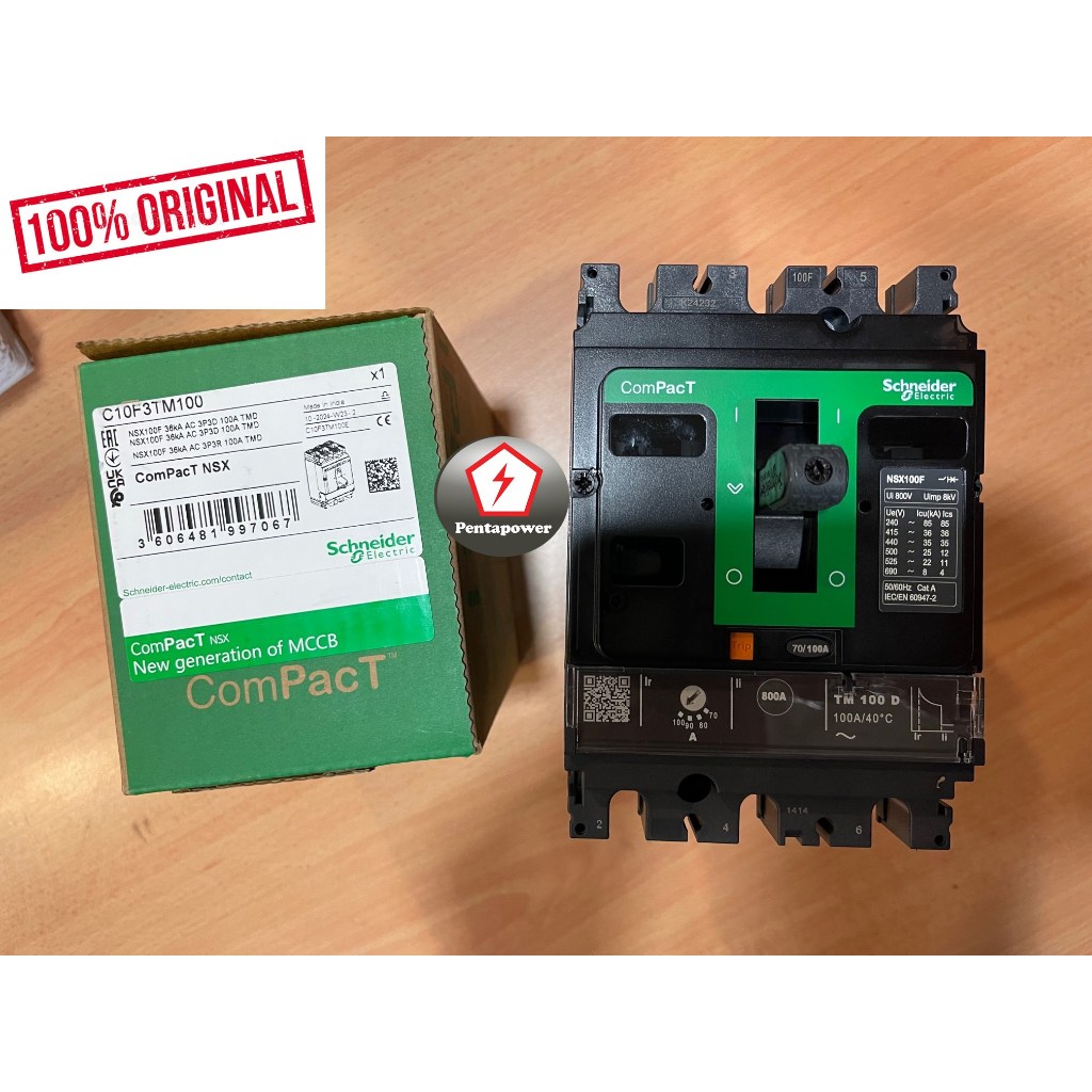 SCHNEIDER C10F3TM100 MCCB Circuit breaker ComPact NSX100F, 36 kA at 415 ...