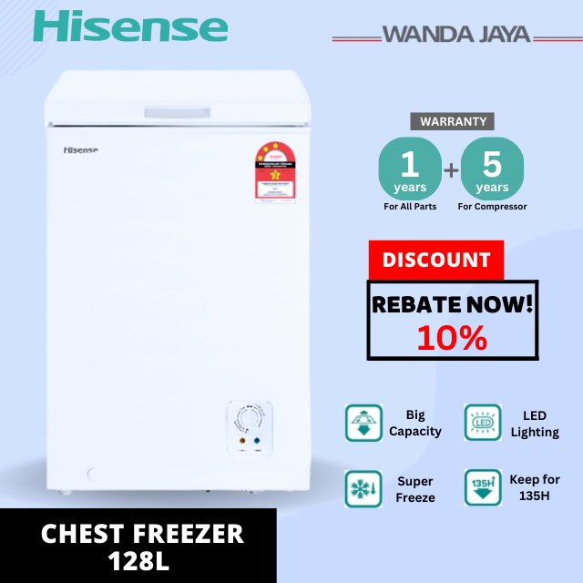 Hisense Chest Freezer 128L FC125D4BWS | Shopee Malaysia