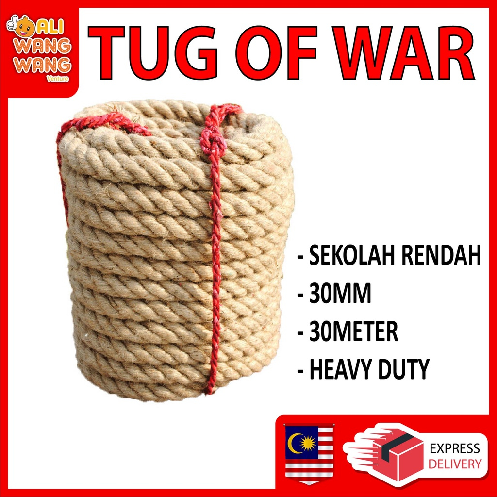 TUG OF WAR ROPE 30mm 30 METER WITH CABLE JUTE / SUKAN TALI TARIK TALI ...