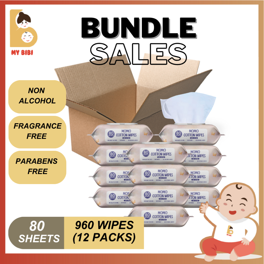 (80'sx12 Packs) Baby wipes tissue basah wet tissue baby non alcohol ...