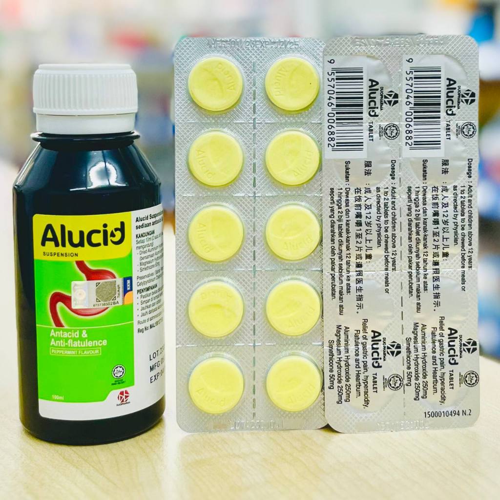 (KKM Approved) Alucid Antacid & Anti-flatulence Suspension100mL/10 ...