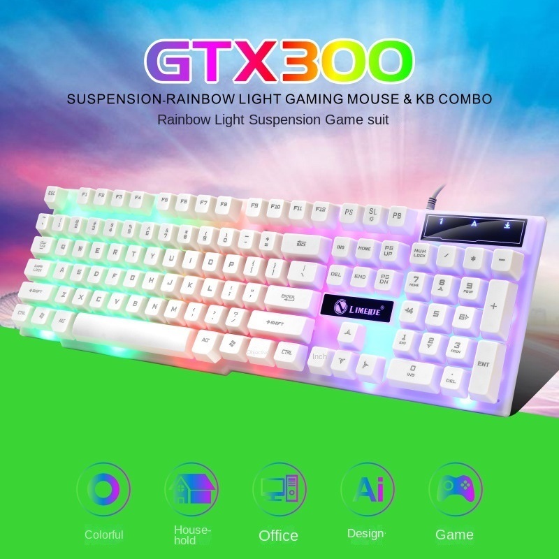 Limei GTX300 square key backlit floating gaming keyboard, mouse ...