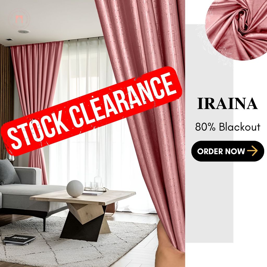 📢BUY 2 FREE 1 LANGSIR | Langsir Iraina 80% Balckout Warna Pink 3D ...