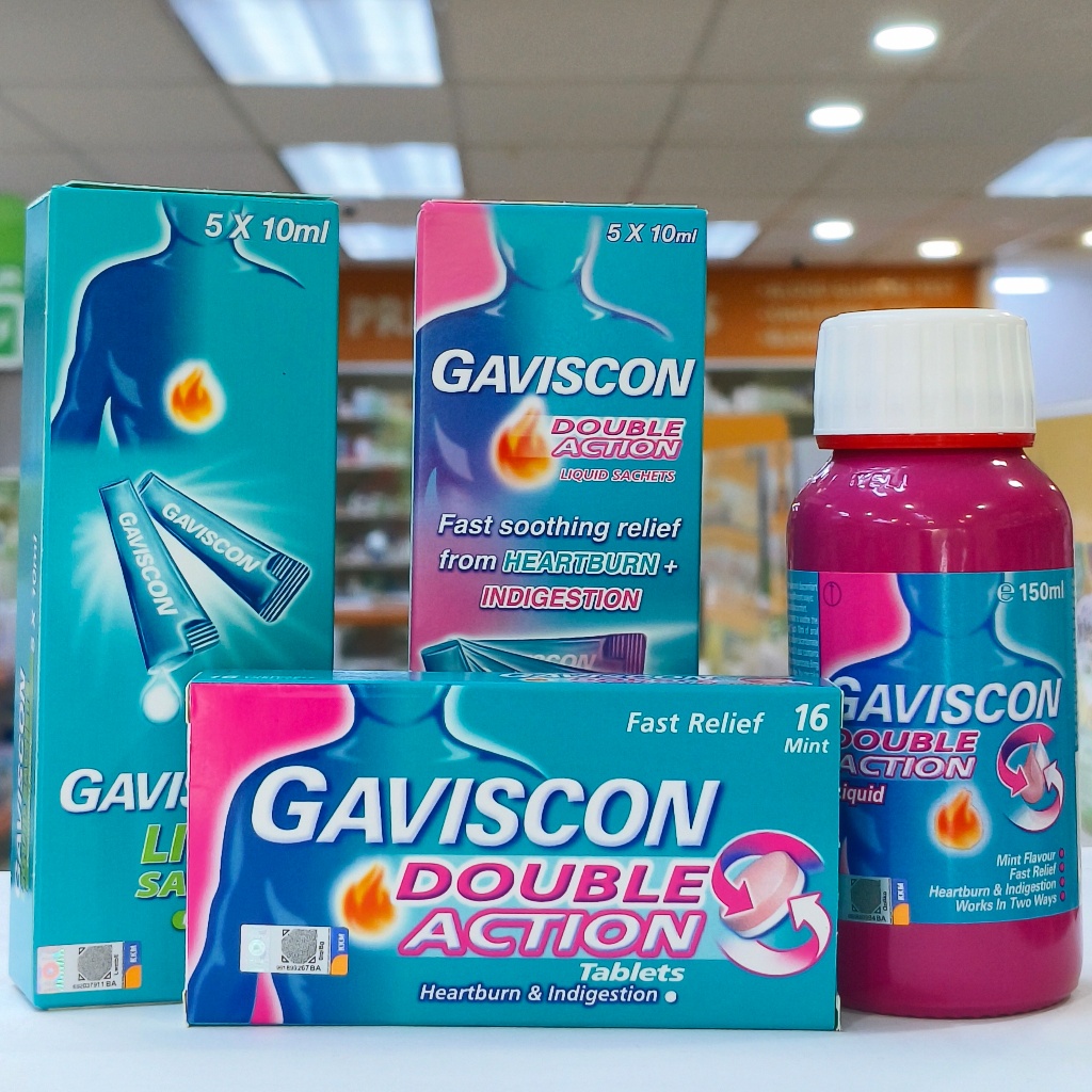 Gaviscon Liquid Tablet Chew Double Action Indigestion Heartburn Fast ...