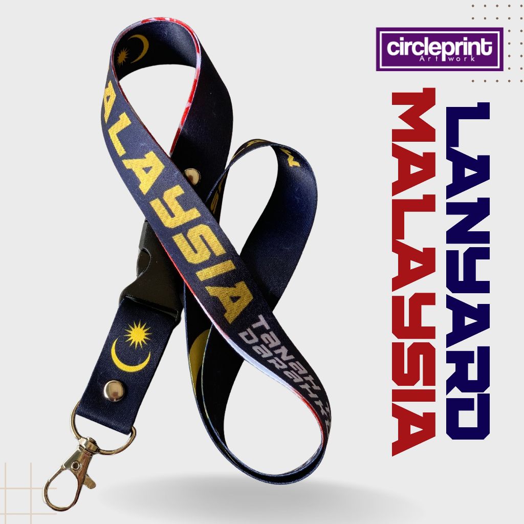 [D1] Lanyard Malaysia Hsri Merdeka 4 pilihan warna 20mm double sided ...