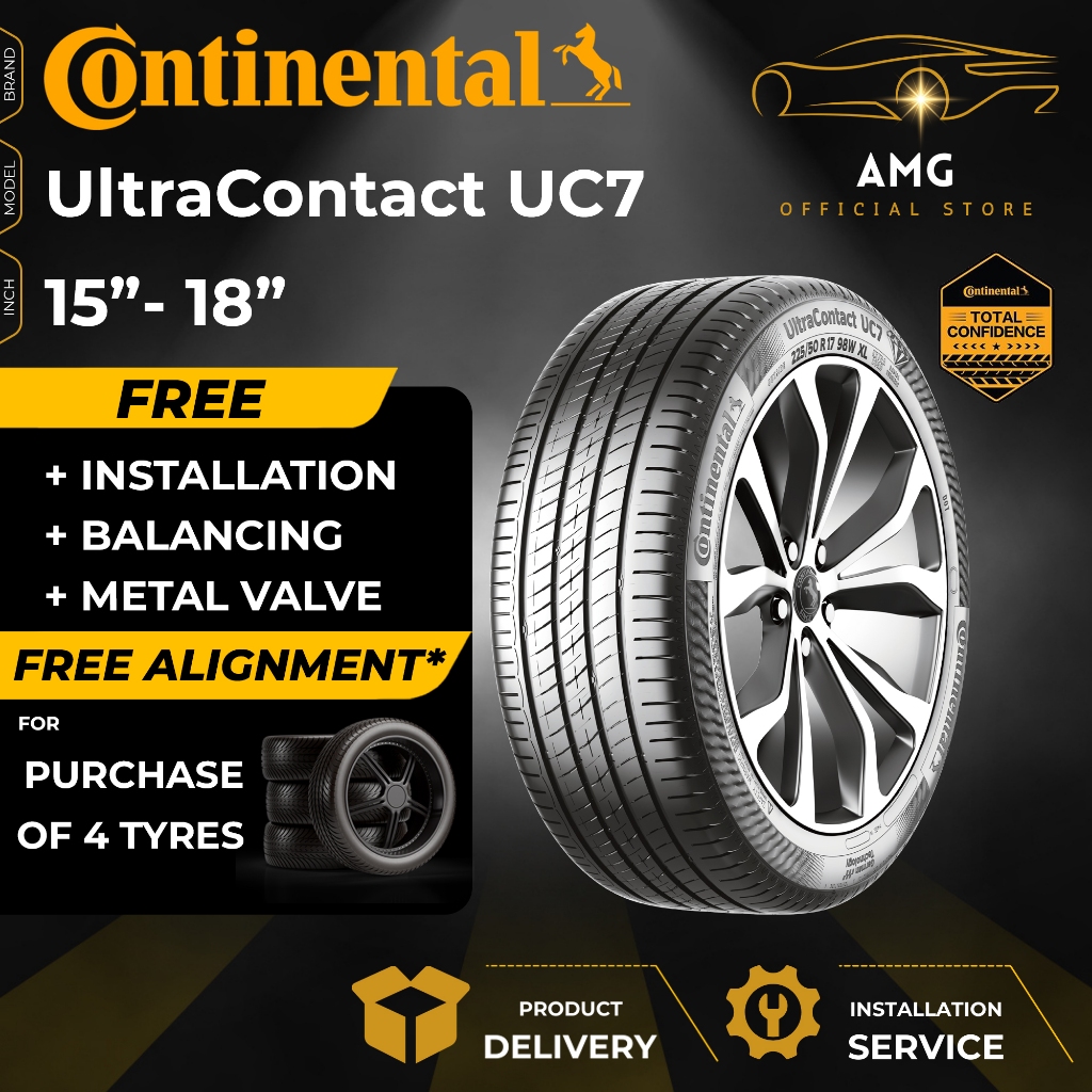 Continental UltraContact 7 UC7 Car Tyre (FREE INSTALLATION/DELIVERY) 15 16 17 18 Inch Tire Tayar ...