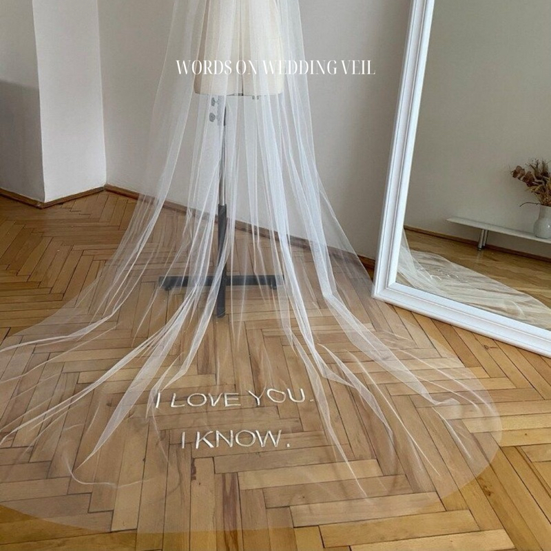 LILY VEIL INITIAL BRIDAL VEIL | CUSTOM BRIDAL VEIL | TEXT ON VEIL ...