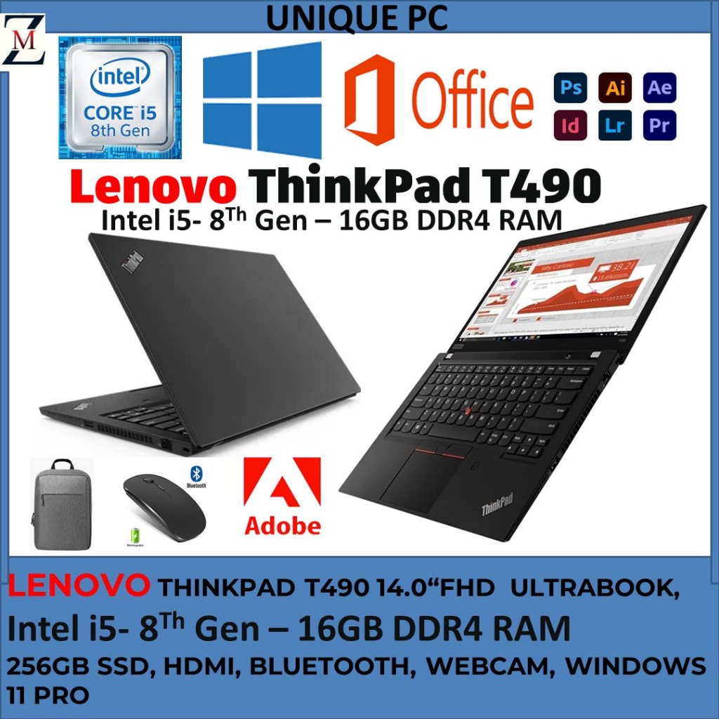 Lenovo ThinkPad T490-T490S Laptop, 14" FHD Display INTEL CORE i7-i5 8Th ...