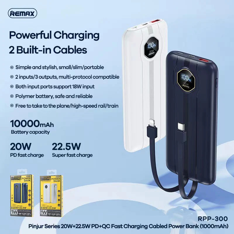 🔥 REMAX RPP-300🔥20W + 22.5W POWER BANK 10K RPP-300 📍 10000mAH 📍 PD20W ...