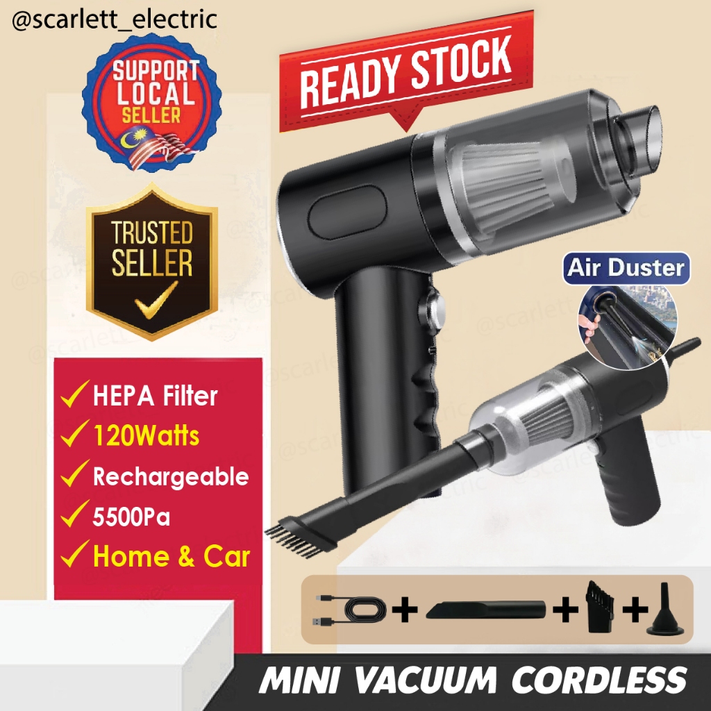 120W Wireless Rechargeable Mini Handheld Vacuum Cleaner with Blower ...