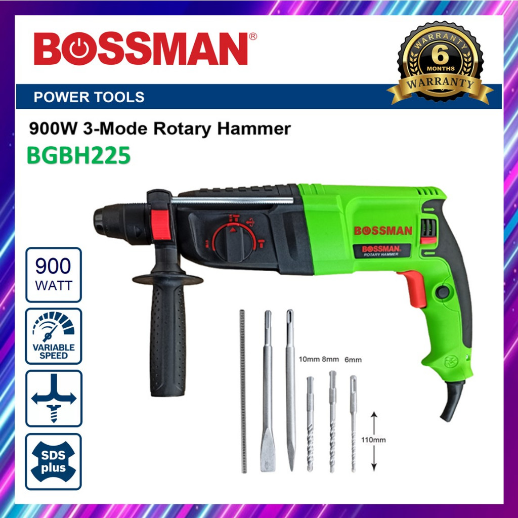 BOSSMAN Rotary Hammer Drill BBH225 900W Jack hammer drill Mesin Drill ...