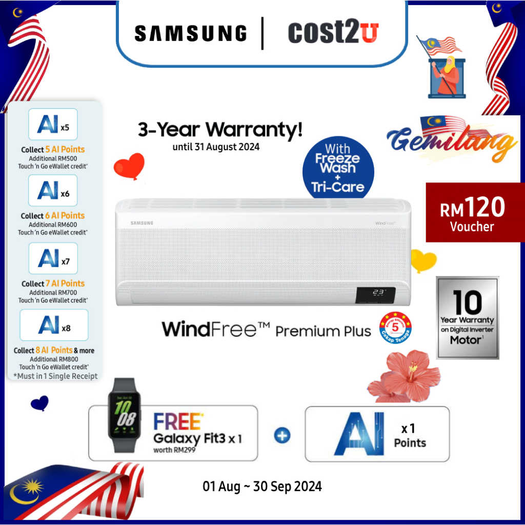 Samsung WindFree™ Premium Plus Inverter Air Conditioner WindFree ...