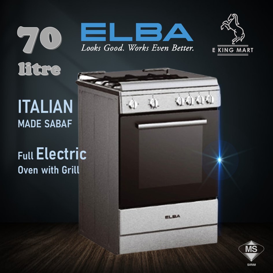 ELBA Free Standing Gas Cooker 4 Burner EGC-N6784E Stainless Steel Body ...