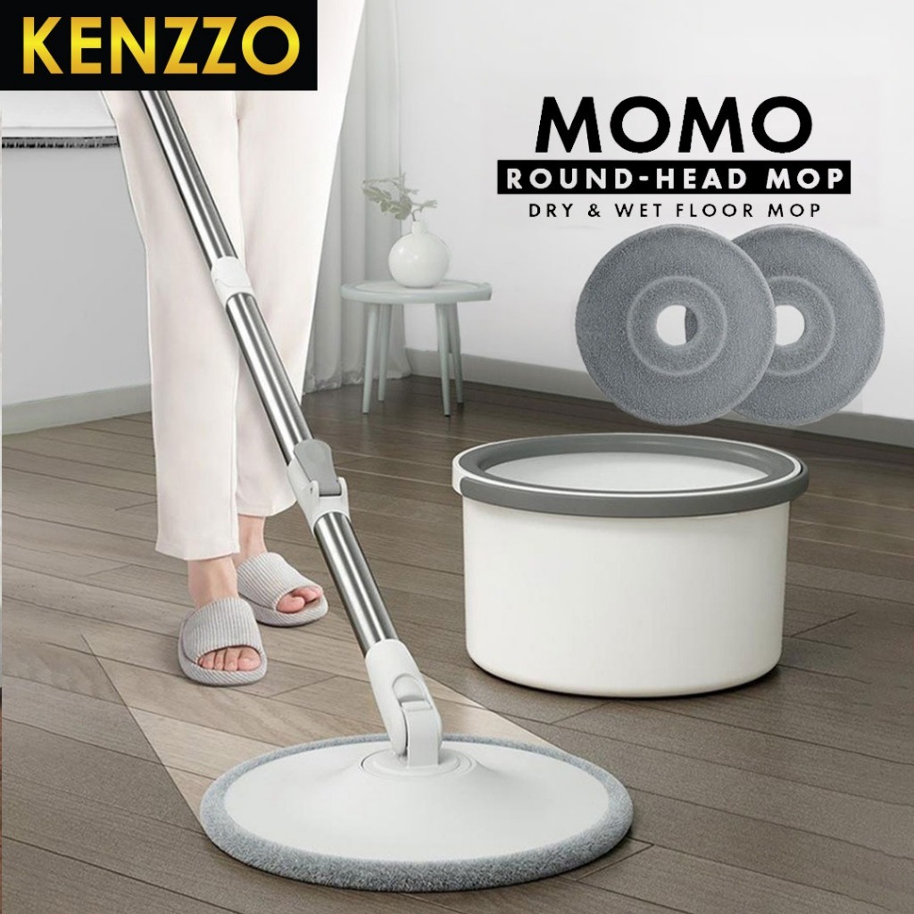 Kenzzo :Momo Spin Mop Flat Mop Round Head Floor Clean Water Separated ...