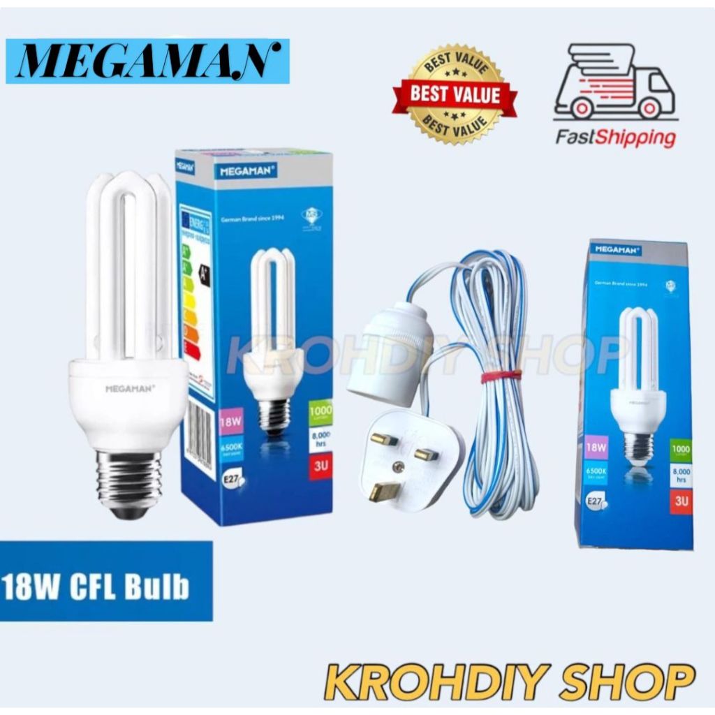 MEGAMAN BULB 18W E27 ONLY AND INCLUDE 5METER WIRE (10002048/10004387 ...