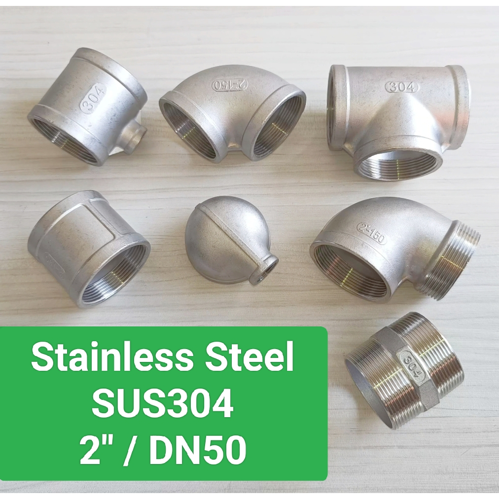 Stainless Steel 304 DN50 2inch inci Nipple Socket Elbow Tee Elbow End cap Plug Bush Reducing ...