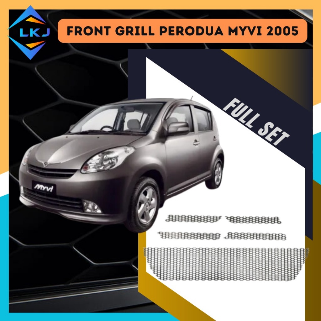 Perodua Myvi 2005-2011 Ready Cut Honeycomb Grill Full Set Top Bottom ...