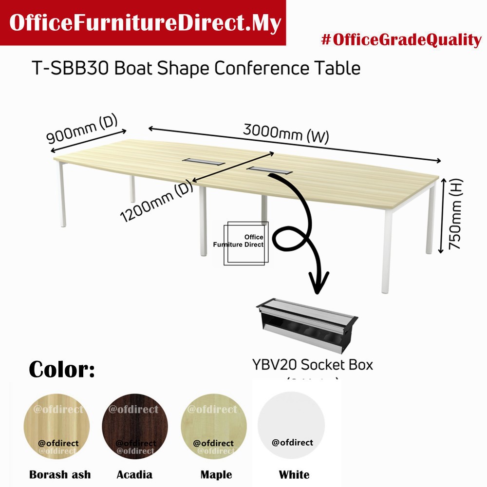 300x120cm SL55 10 Feet Boat Shape Conference Meeting Table SBB 30(10 ...
