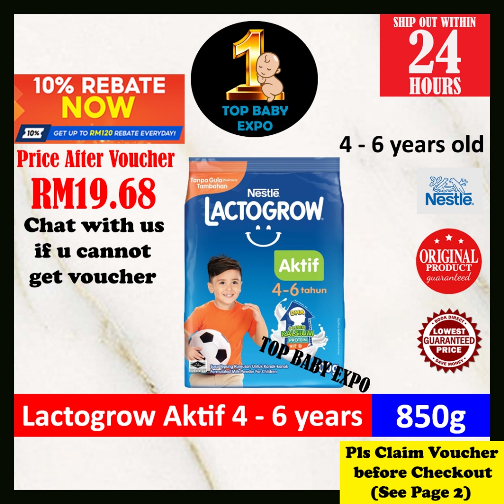Nestle Lactogrow Aktif 4-6 Years (850g) Exp: 09/2026 (Lactokid) (Newest ...