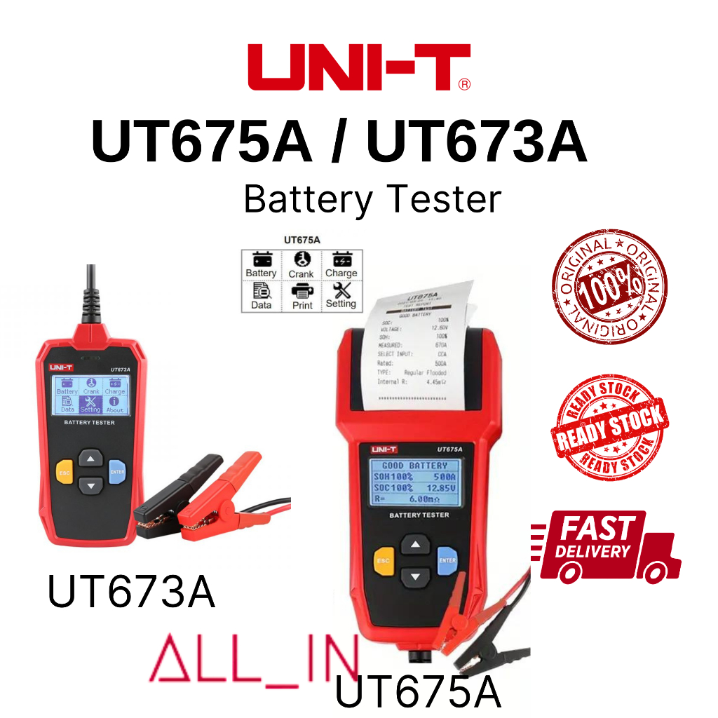 UNI-T UT675A / UT673A Battery Tester 24V 12V Volt Automotive Load ...