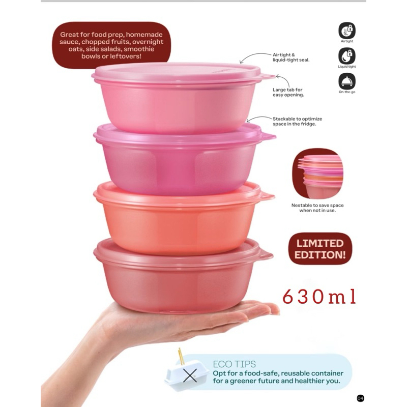 Tupperware Modular Bowl 300ml and 630ml/ Airtight Container/ Food Storage Box/ Bekas Kedap Udara ...