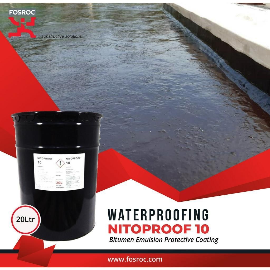 FOSROC NITOPROOF 10 / NITOPROOF 30 (20L) Rubber Reinforced, Bitumen Emulsion Coating | Shopee ...