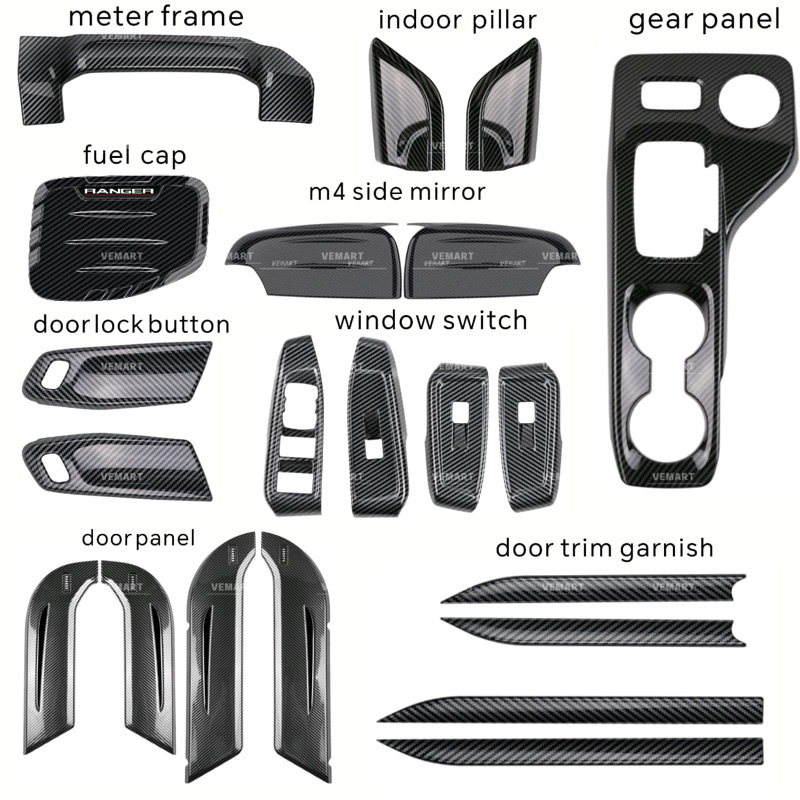 Vemart Ford ranger t6 t7 t8 t9 raptor car Carbon fiber interior ...