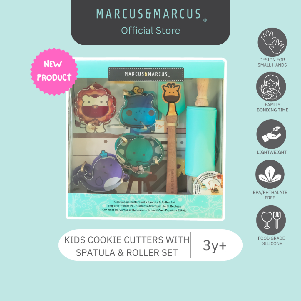MARCUS & MARCUS KIDS COOKIE CUTTERS WITH SPATULA & ROLLER SET | Shopee ...