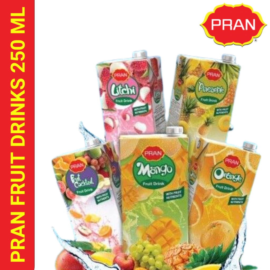 PRAN FRUIT DRINKS MANGO/APPLE/ORANGE/F.COCKTAIL/LYCHEE 250ML ( TP ...