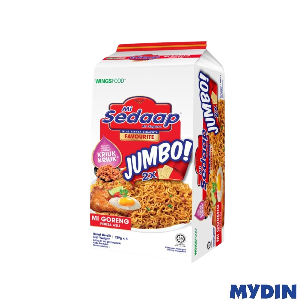 Mi Sedaap Fried Instant Noodles Jumbo (139g x 4pcs) | Shopee Malaysia